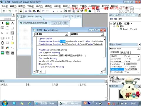 vb修改其它程序窗口标题文字教程
