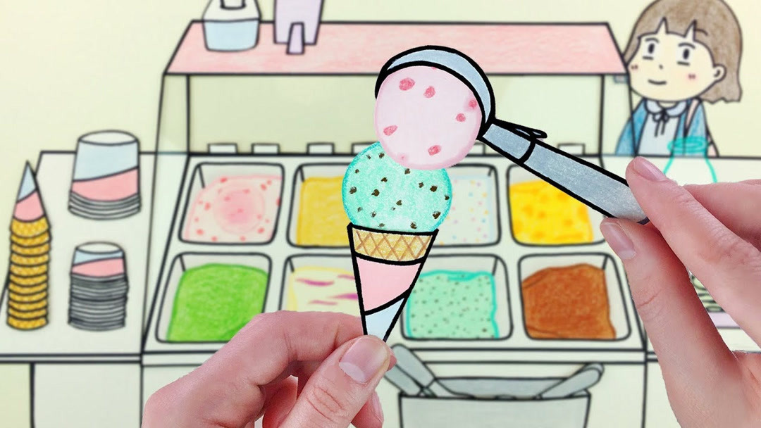 创意定格动画:制作甜蜜冰淇淋,要香草还是哈密瓜口味?
