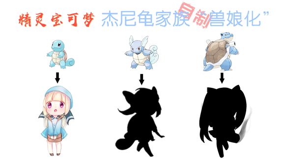 精灵宝可梦:杰尼龟、卡咪龟、水箭龟“兽娘化”,都超可爱