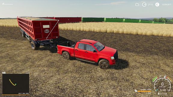 模拟农场19-遇到神仙级玩家,小小皮卡居然拉这么多长挂车