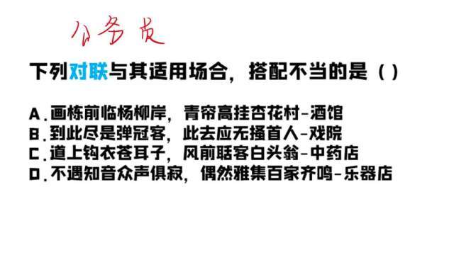 公务员考试常识题:下列对联与其适用场合,搭配不当的是?