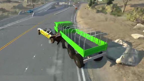 司机在狭窄盘山公路超车 很小的失误都能翻车 拟真车祸模拟