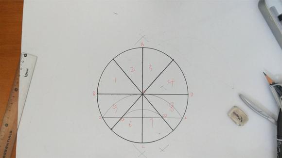 圆内如何画8等份,这种方法还是头一次见,真太实用了!