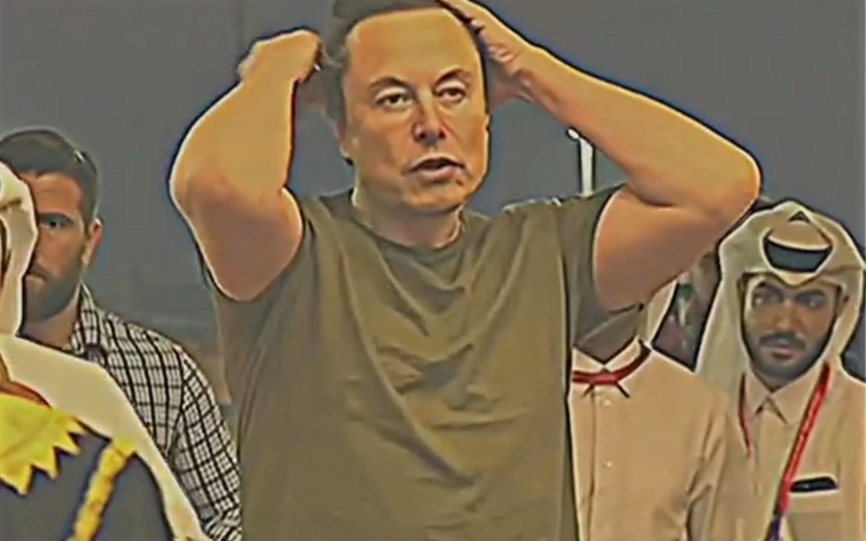 马斯克贝克汉姆小罗等大佬观看卡塔尔世界杯决赛,入场画面