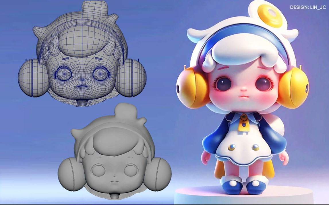 【Maya角色建模】超可爱小手办建模教程,次时代高模卡线布线与建模...