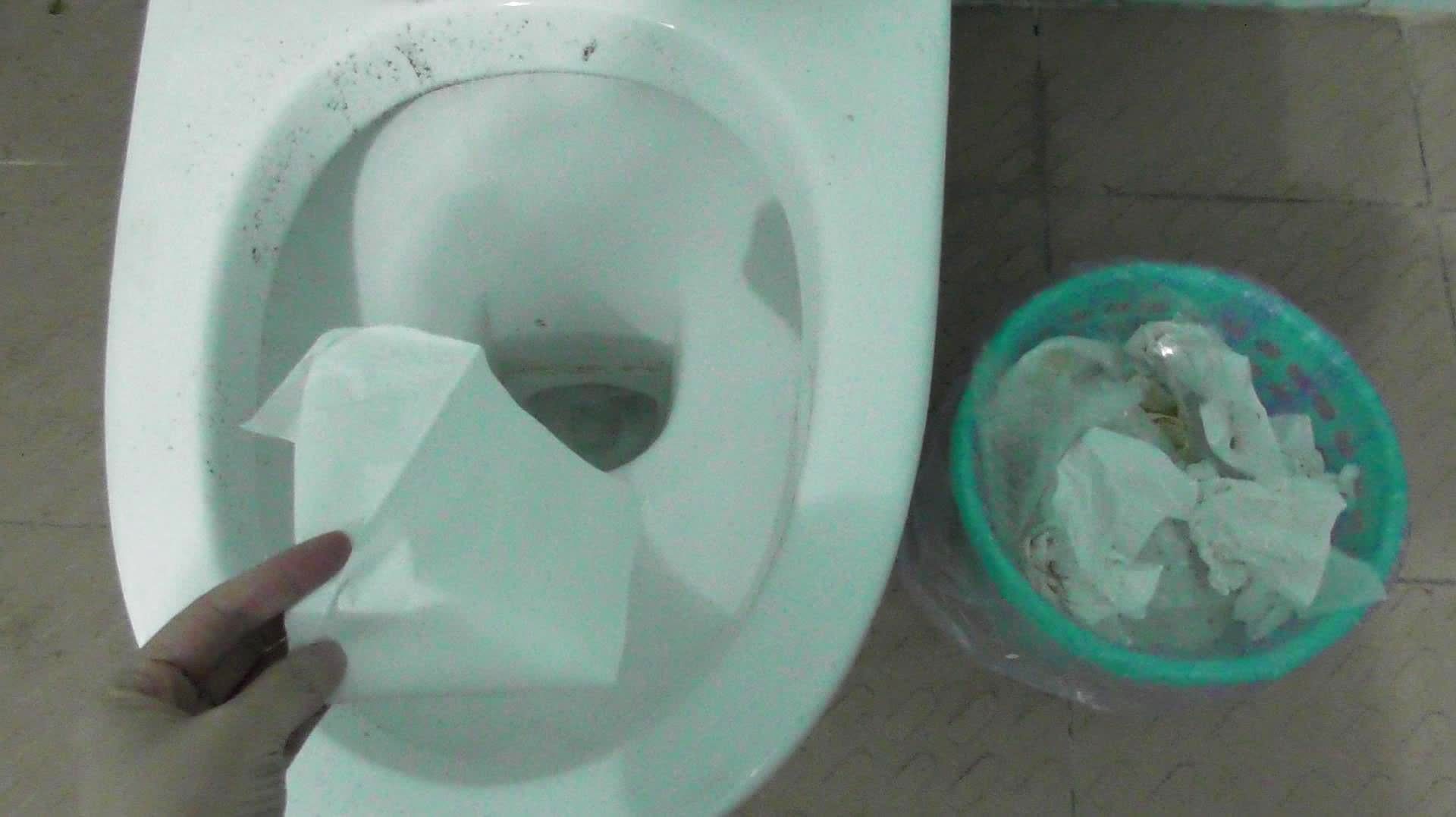 卫生纸是丢马桶里还是扔垃圾桶?难怪厕所臭烘烘的,.