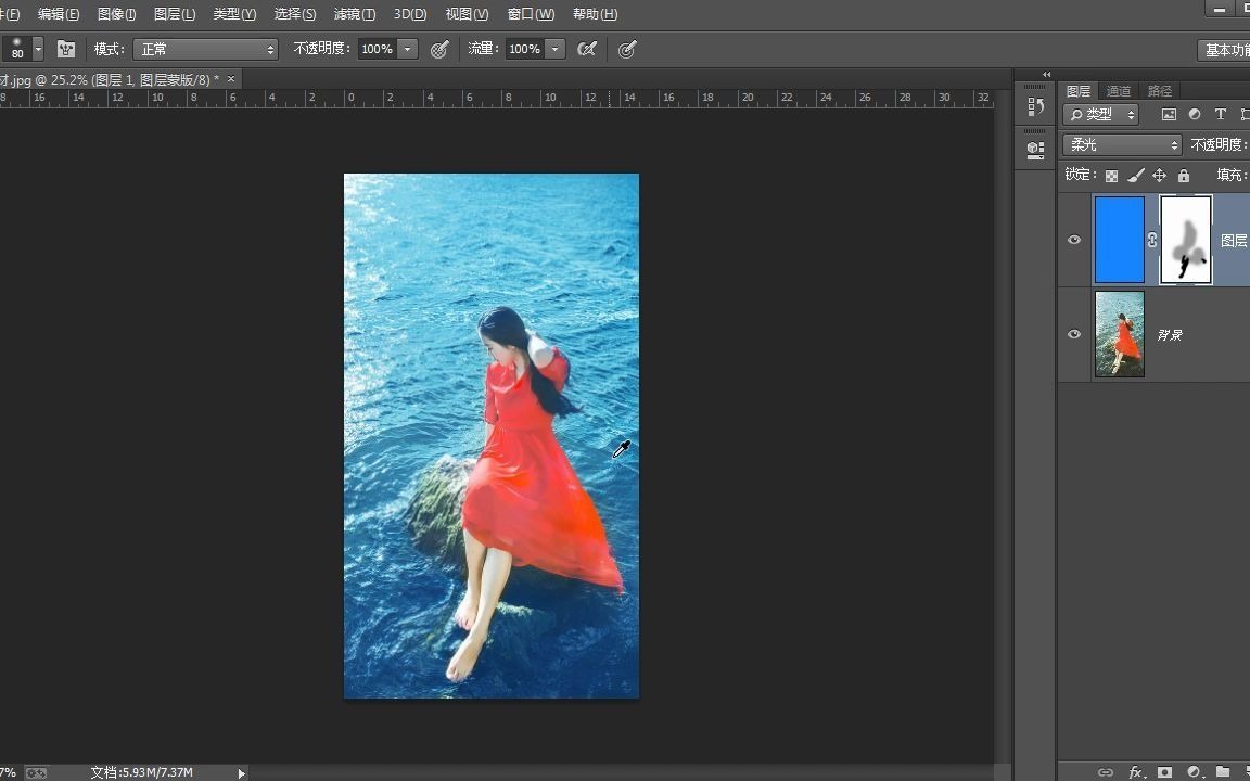 PS海水变蓝,海水不够清澈看我一键调出大片的感觉