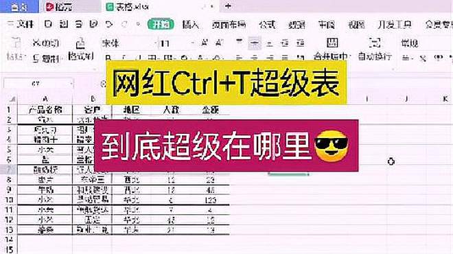 网红Ctrl+T超级表到底超级在哪里 wps表格 excel表格