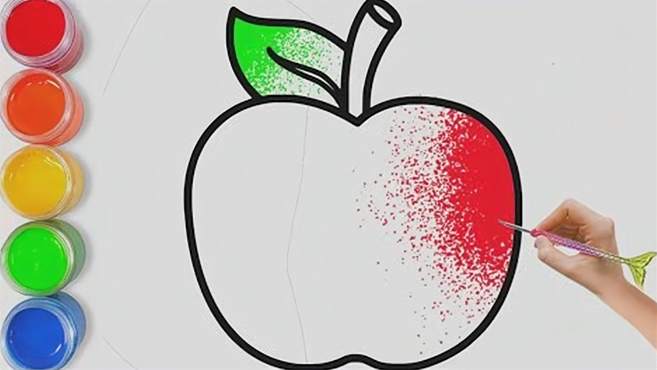 苹果的简笔画启蒙教程来了,绘画过程有趣,涂色时会更加有趣