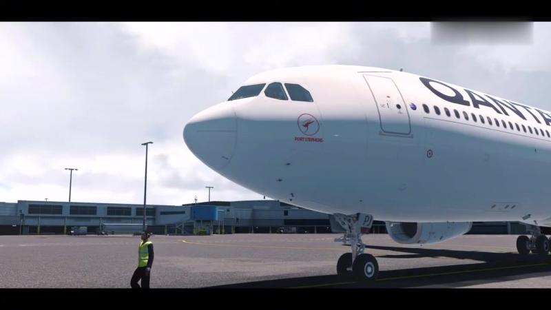 模拟飞行游戏 澳洲航空 空客A330 悉尼离场起飞 地勤插件很真实