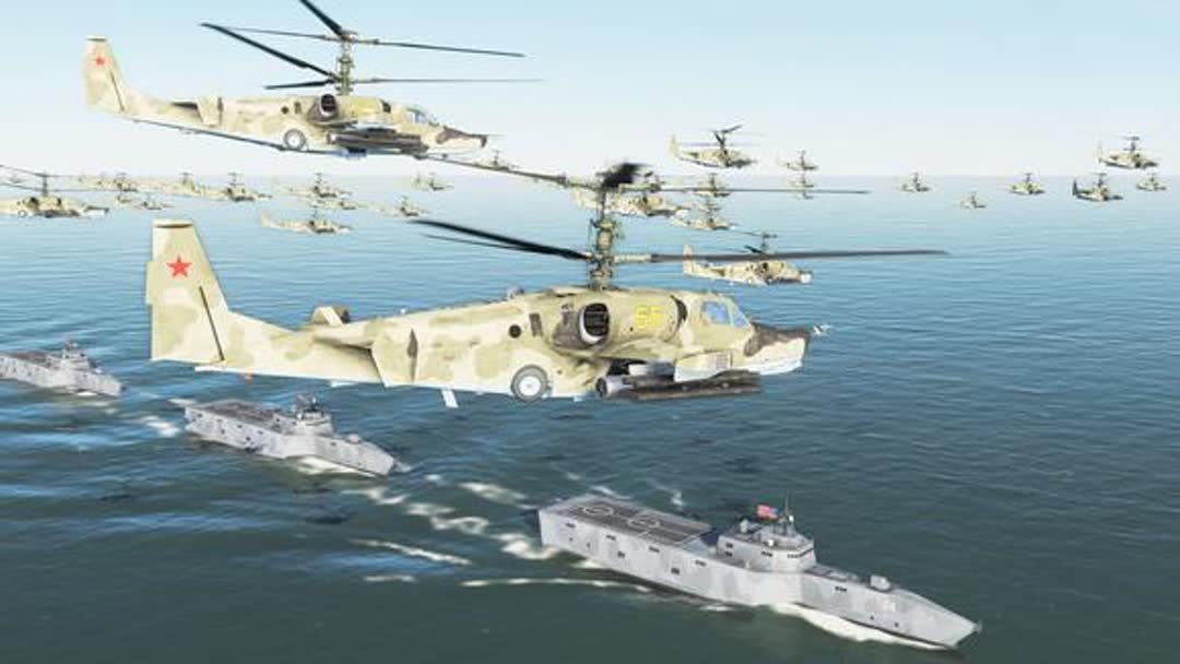 40架卡50武装直升机,强攻3艘濒海战斗舰能赢吗,战争模拟