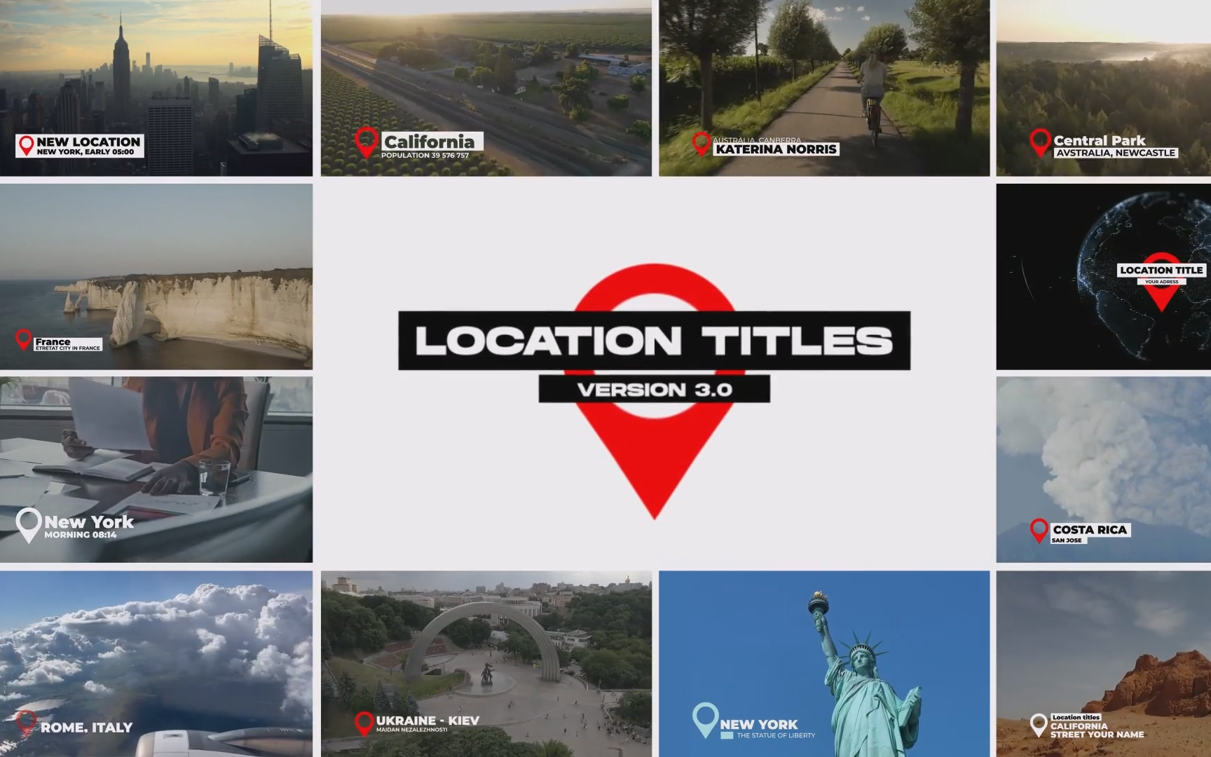 AE模板-位置地图标注方位 坐标GPS定位文字标题模板旅游旅行坐标