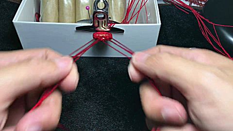 硬币玛瑙红绳手链慢动作编织教程(完整版)手工编织斜卷结红绳手链