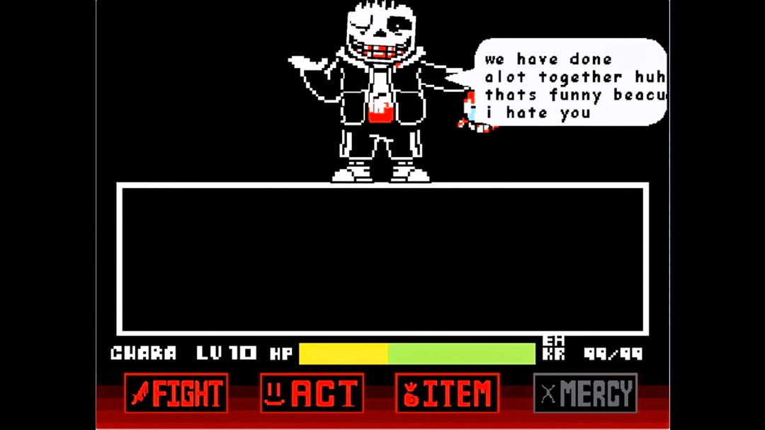 传说之下战斗模拟器:sans把自己的兄弟给打倒了