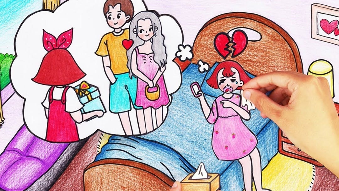 趣味定格动画:小美失恋了,带她吃冰淇淋,送她海螺项链