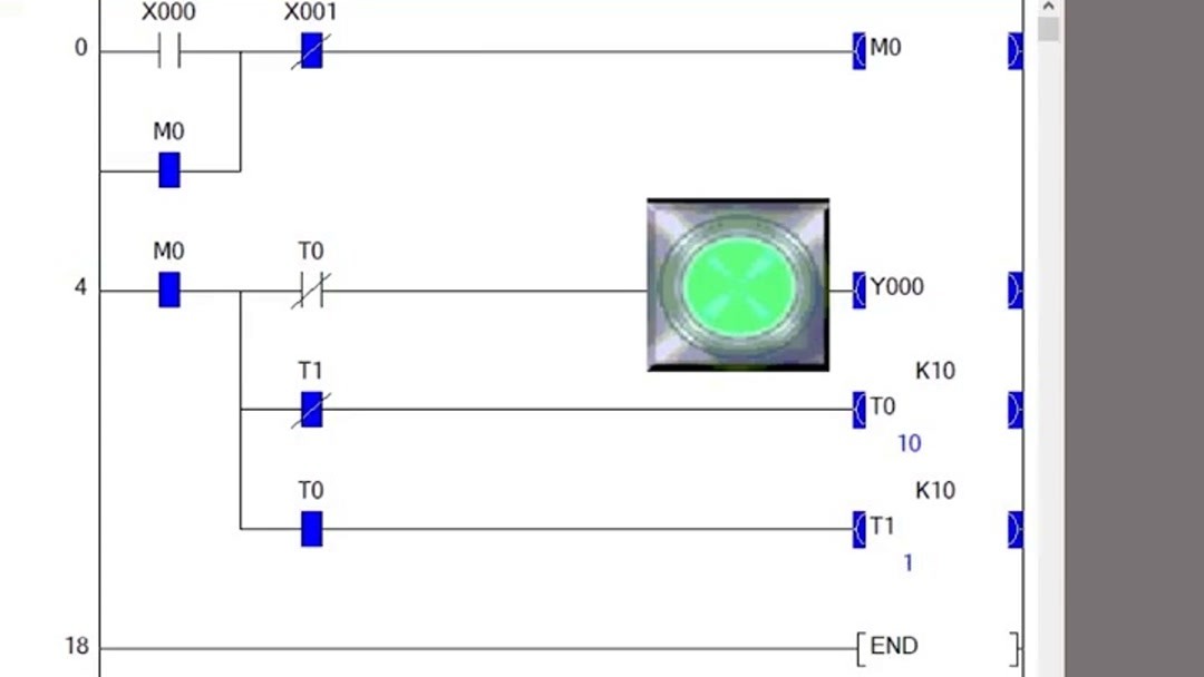 三菱PLC程序控制信号灯,亮1秒,灭1秒,循环闪烁,怎么实现?