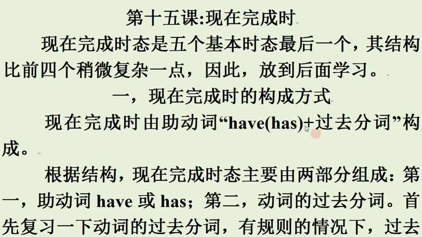 初高中英语语法从入门到精通:第36讲,现在完成时态1