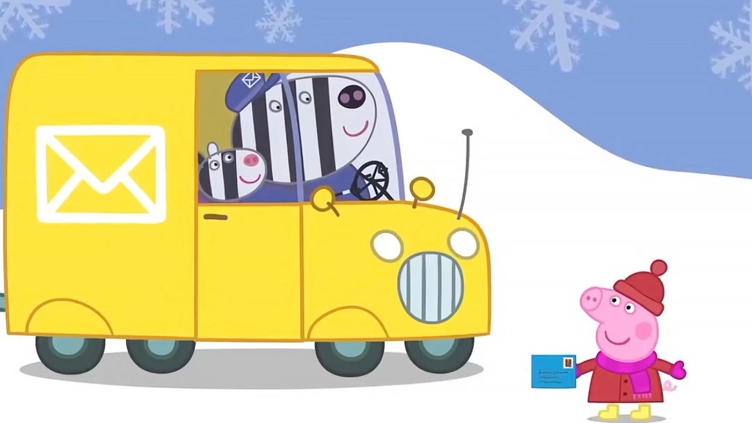 小猪佩奇写了一封信,斑马佐伊和爸爸来收,小猪佩奇动画片