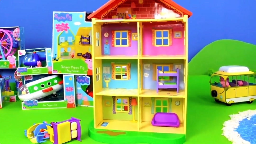 小猪佩奇和乔治搭建神奇玩具小屋,越看越好玩!粉红猪小妹动画片