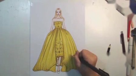 我在自学服装设计的第一步,服装设计手绘效果图!截了一段小视频