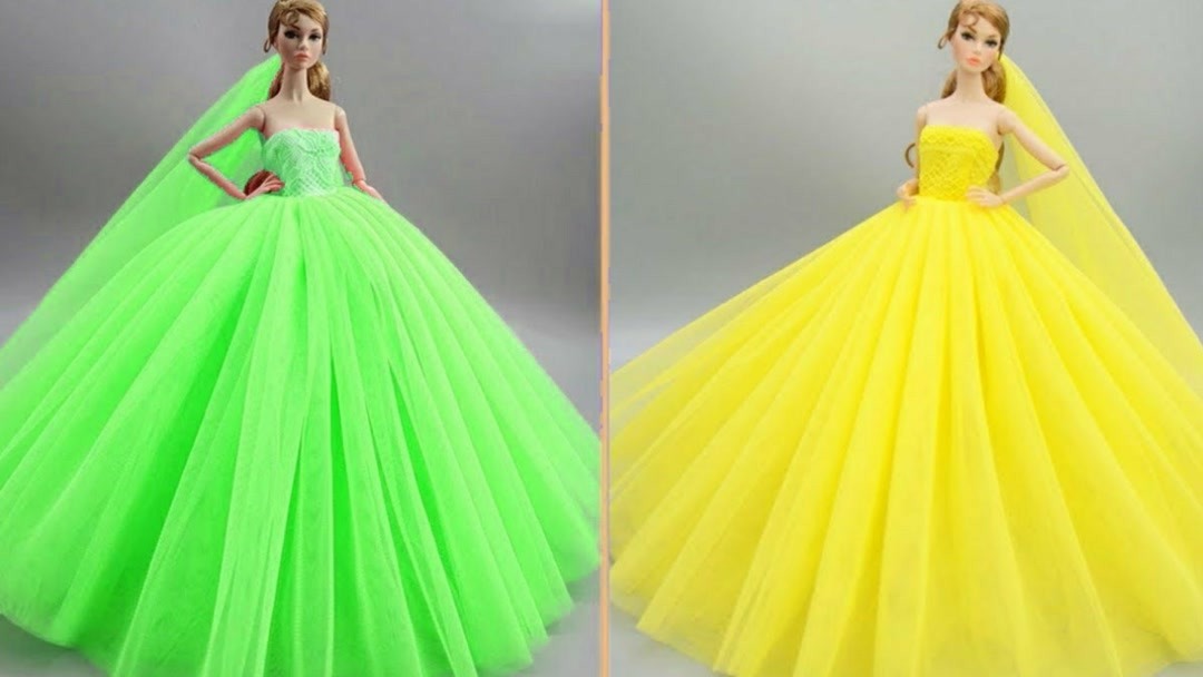 DIY芭比工艺,自制芭比娃娃免缝衣服,娃娃礼服制作技巧