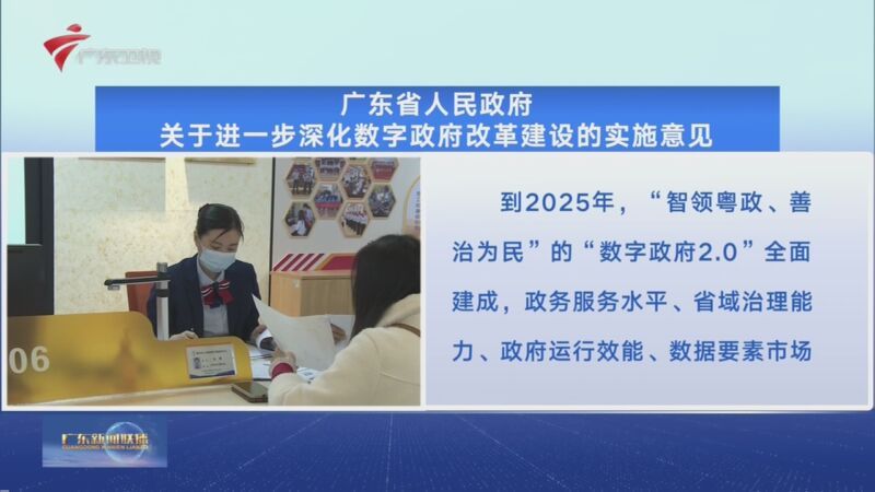 [广东新闻联播]广东印发实施意见进一步深化数字政府改革建设 到2025...