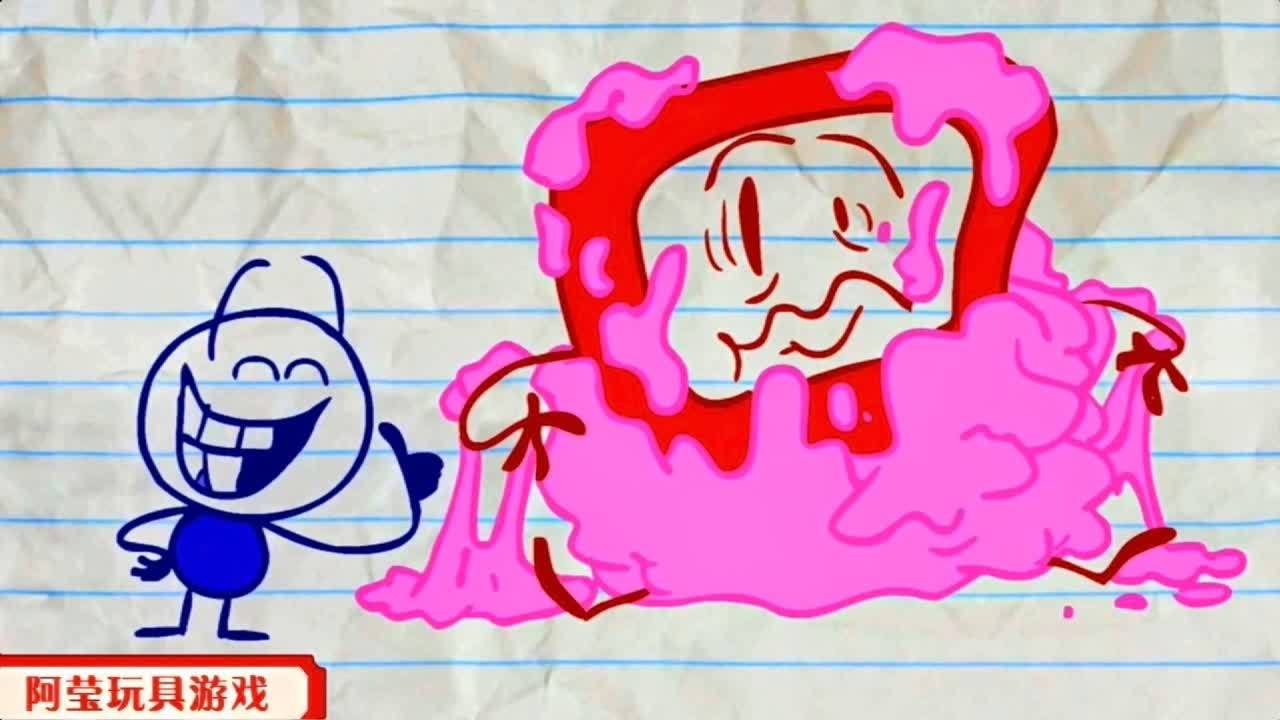 搞笑铅笔人动画短片,蓝小胖和大红吹泡泡,结果吹了大红一身!