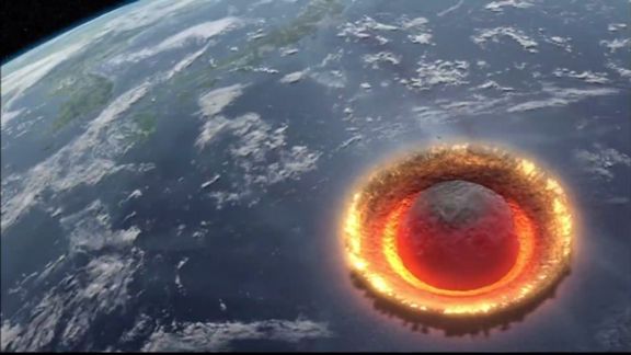 特效展示小行星撞击地球后的壮观场面,毁灭性的打击啊