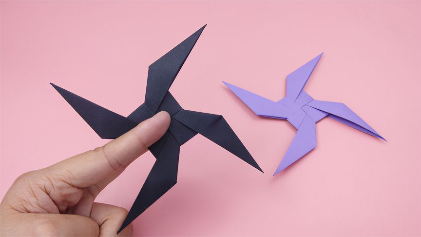 小孩玩具不用买,教你折纸帅气的忍者飞镖,简单又好玩