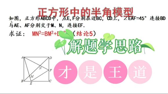 中考数学专题(一)正方形中的半角模型5