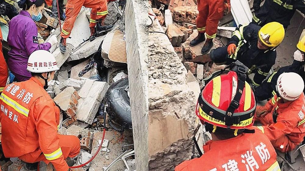 突发现场!今晨福建一幢楼房突发倒塌 多人被困已救出2人