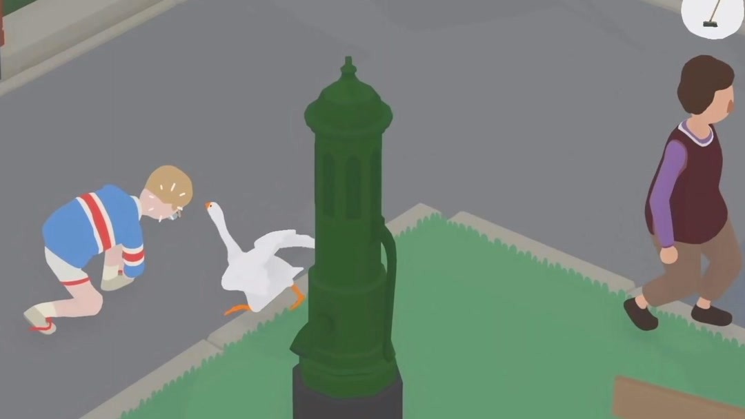 Roblox捣蛋鹅模拟器 大鹅欺负小男孩摔倒在水坑 男孩给大鹅下跪呢