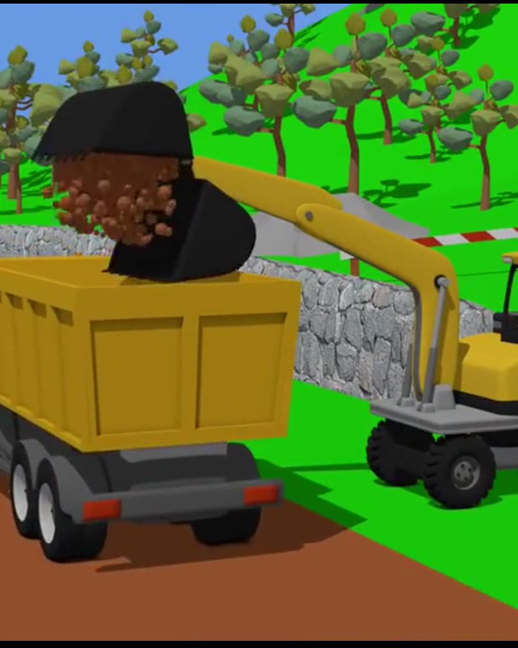 开发儿童思维和创造力益智动画,工程车在工地运输土方去修路