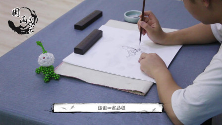 蝴蝶白描,国画白描教学,如何画一只飞舞的水墨蝴蝶