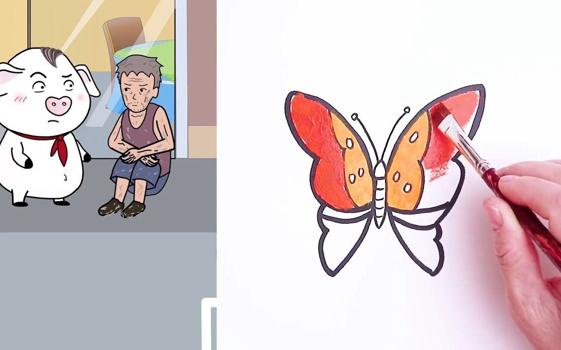 看动画学画画:简笔画~蝴蝶的画法+涂色,儿童绘画简单又好看