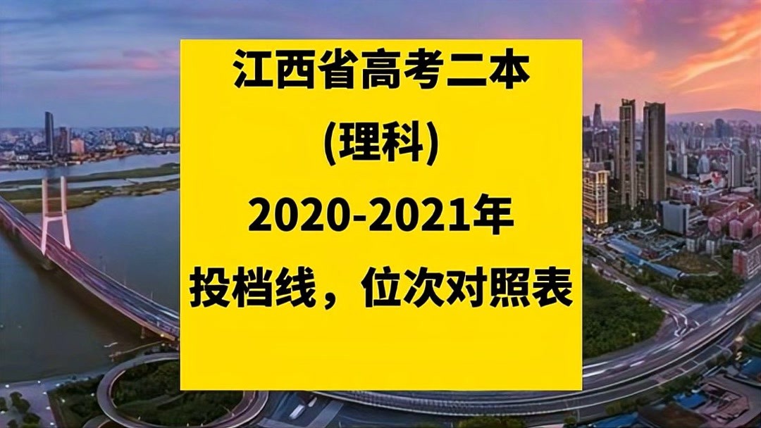 江西省高考二本(理科),2020-2021年,投档线,位次对照表