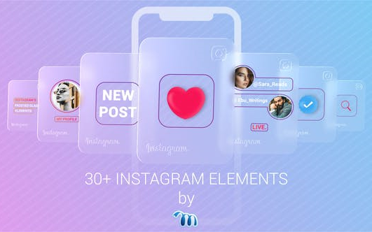 AE模板-半透明毛玻璃效果的视频博客频道个人自媒体社交媒体平台...