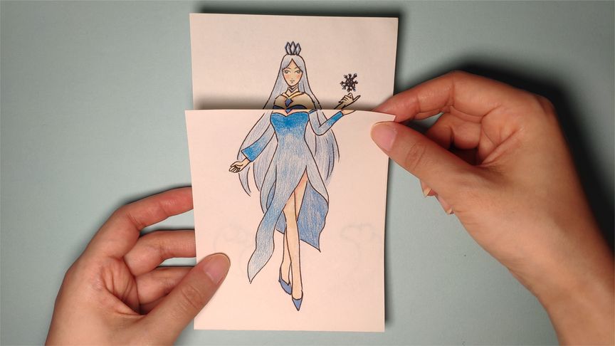 如何用一张纸手绘画出冰公主变身美人鱼?超级有趣的精灵梦叶罗丽
