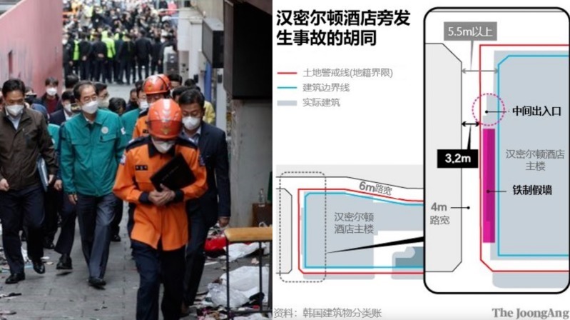 ...踩踏事故旁酒店系违章建筑,总统尹锡悦听闻事发胡同仅“3.2米”叹气