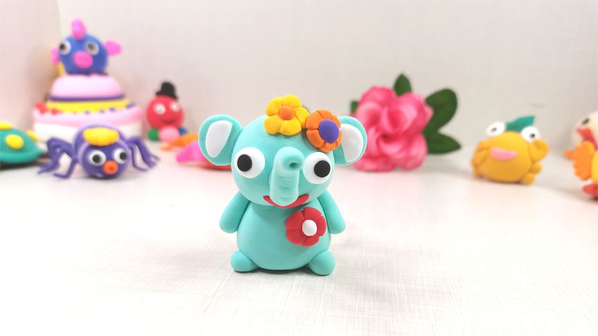 可爱又漂亮的大象来啦,超简单的粘土手工教程,小朋友们喜欢吗?