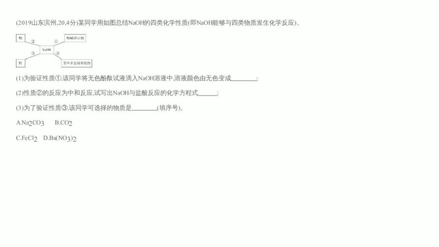 每日一题——初中化学氢氧化钠可以和那四种反应