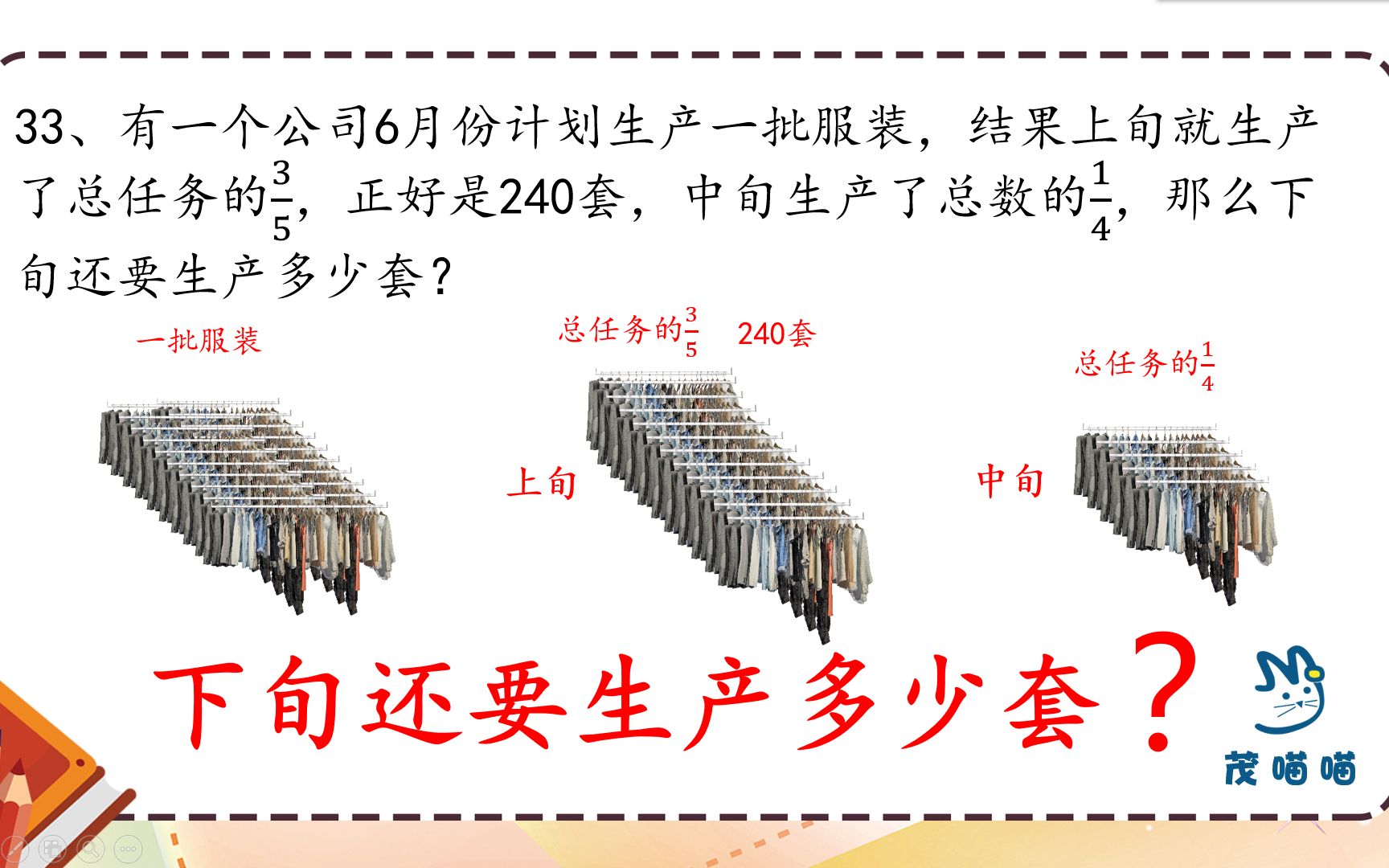 茂喵喵课堂系列:五年级必考题型一百道033- 分数的乘法
