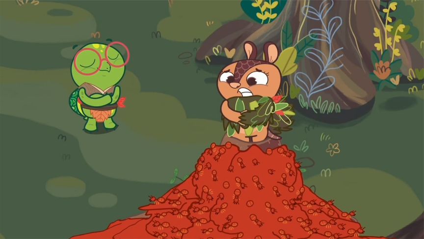 小甲粘了一身树叶,却被蚂蚁军队误认是统帅