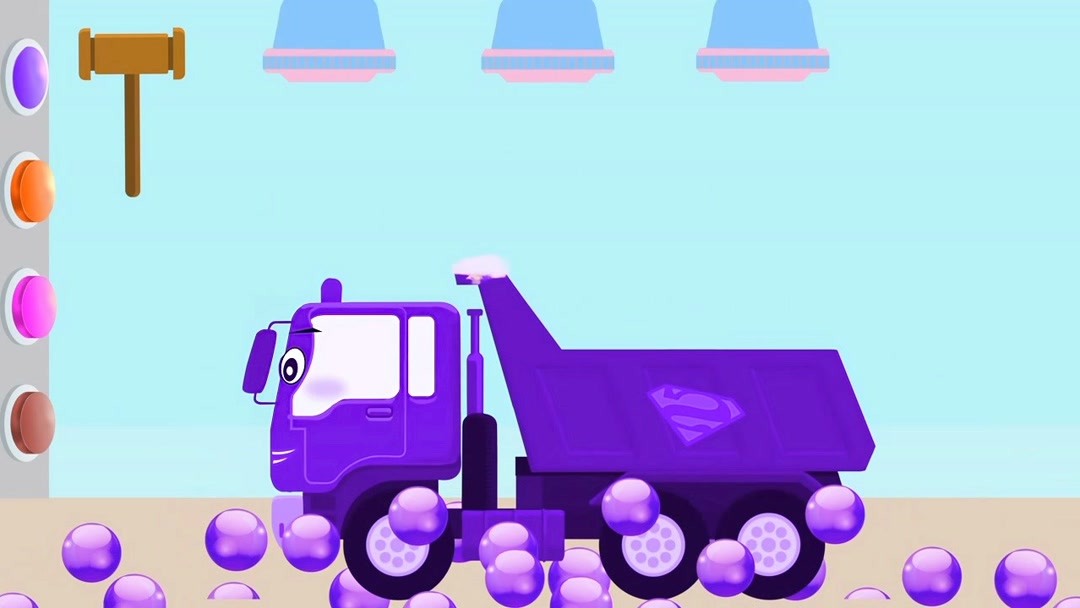 儿童早教动画:工程车大卡车七彩球益智动画
