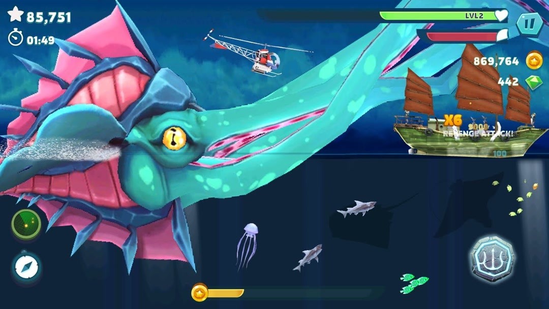 饥饿鲨:解锁巨型章鱼哥,这触手也太长了吧