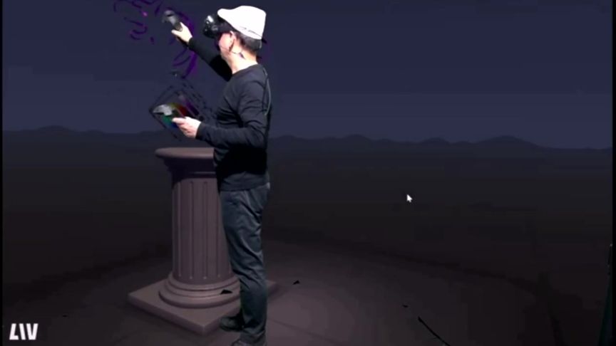 VR数字艺术体验 问:你开始画的虎呢? 我:草木逐渐长高