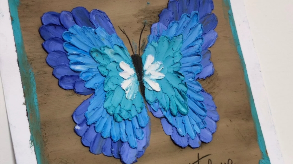 蝴蝶高尔乐超软油画棒画画过程