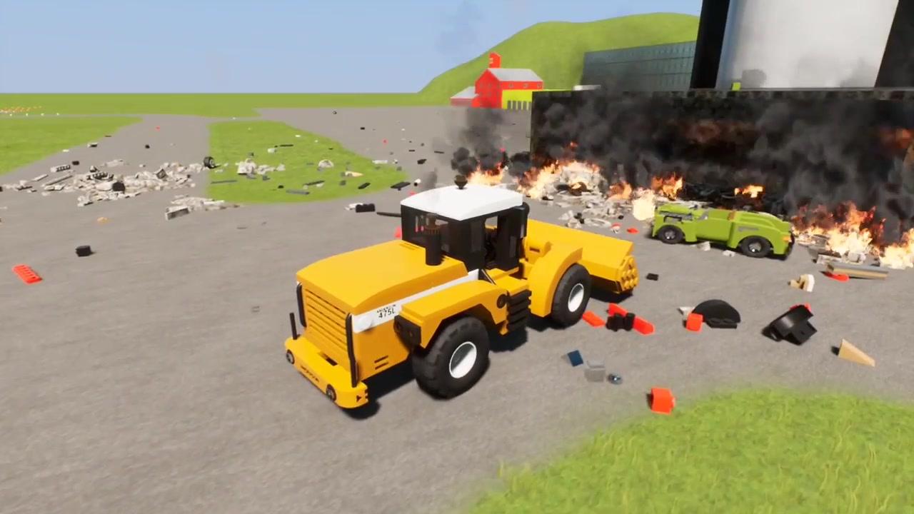 乐高BeamNG:小跑车开足马力冲向超大真空吸尘器,模拟真实车祸