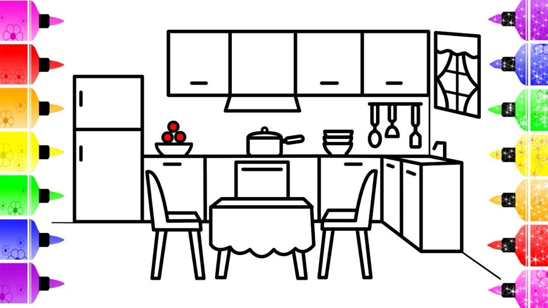 儿童绘画:教小朋友们画家里的厨房