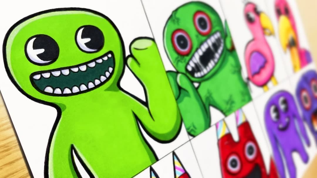 《班班幼儿园》的绘画教程来了,这次有绿班班和陆行鸟!